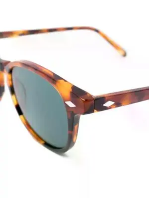 LESCA Tortoiseshell Round-frame Sunglasses