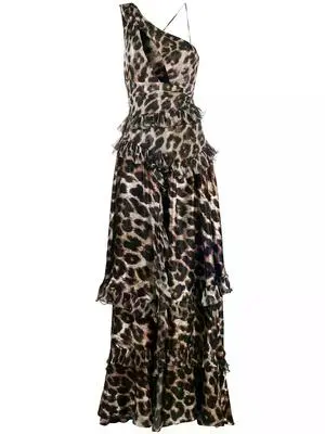 Philipp Plein Tiered Leopard-print Gown
