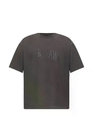 MISBHV Washed Black Cotton Distressed Logo T-shirt