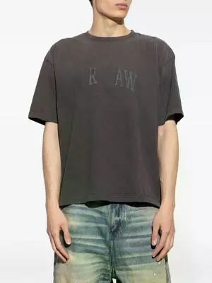MISBHV Washed Black Cotton Distressed Logo T-shirt