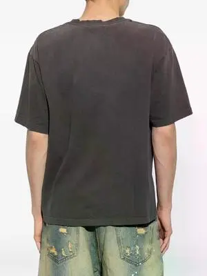MISBHV Washed Black Cotton Distressed Logo T-shirt