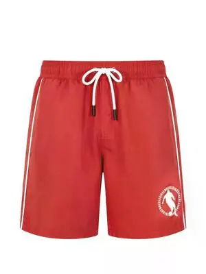 BIKKEMBERGS Drawstring Swim Shorts With Side Stripe Detail - Red