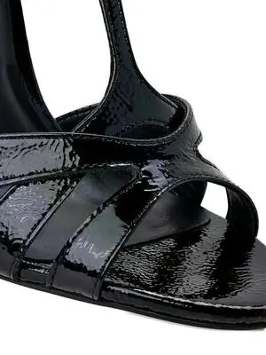ANDREA CARRANO Patent-effect T-bar Sandals