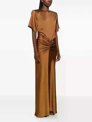 Andamane Iris Ruched Satin-finish Dress