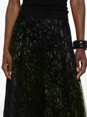 QUETSCHE Lace Overlay Flared Maxi Skirt
