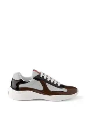 Prada Patent-leather And Technical Fabric America's Cup Sneakers - Brown