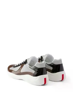Prada Patent-leather And Technical Fabric America's Cup Sneakers - Brown