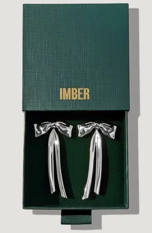 IMBER Bow Statement Drop Earrings - Silver