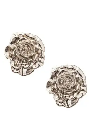 IMBER Rose Statement Stud Earrings - Silver