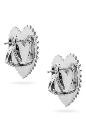 IMBER Oversize Puffy Heart Sculptural Statement Earrings - Silver
