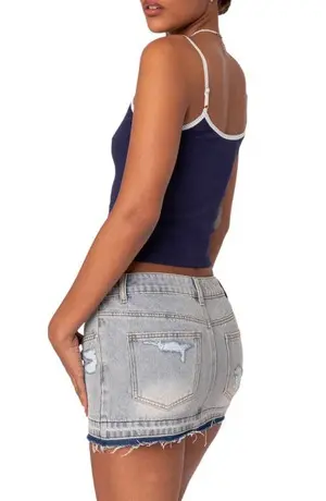 EDIKTED Franky Contrast Trim Rib Camisole - Navy