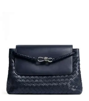 Bottega Veneta Leather Andiamo Messenger Bag - Blue