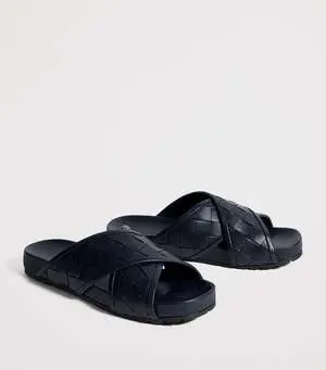 Bottega Veneta Leather Intrecciato Tarik Sandals - Blue