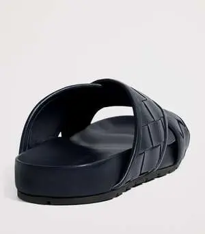 Bottega Veneta Leather Intrecciato Tarik Sandals - Blue