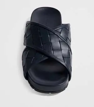 Bottega Veneta Leather Intrecciato Tarik Sandals - Blue