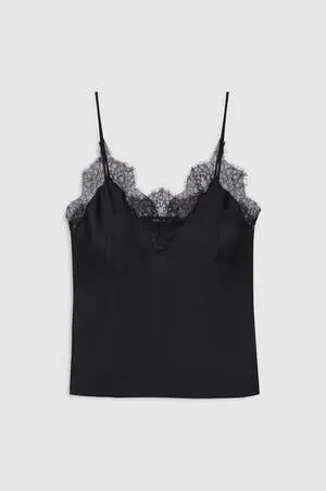 ANINE BING Mael Lace Trim Camisole - Black