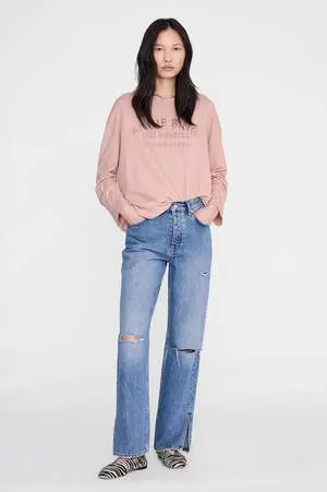 ANINE BING Ivan Long Sleeve Melrose Stencil Tee