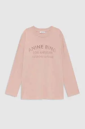 ANINE BING Ivan Long Sleeve Melrose Stencil Tee