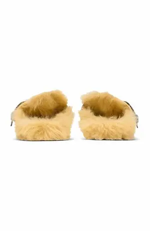 Balmain Faux Fur-lined Leather Mules