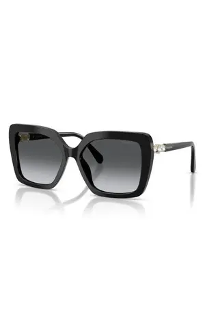 SWAROVSKI Polarized Butterfly Sunglasses - Black/gradient Grey Polar