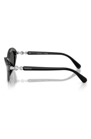 SWAROVSKI Cat Eye Sunglasses With Crystal Embellishments - Black/dark Grey