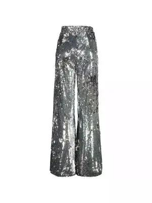 ELLERY Sequin Wide Leg Trousers - Silver