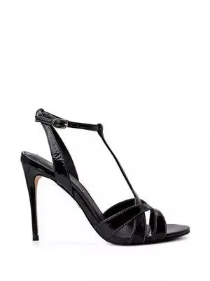 ANDREA CARRANO Patent-effect T-bar Sandals - Black