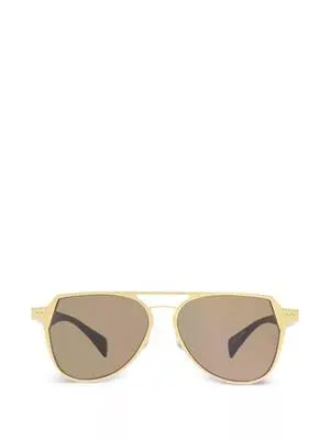 Yohji Yamamoto Double-bridge Pilot-frame Sunglasses - Gold
