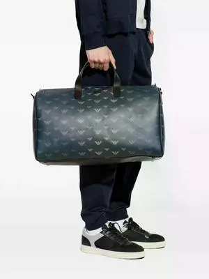 Emporio Armani Monogram Print Canvas Duffle Bag