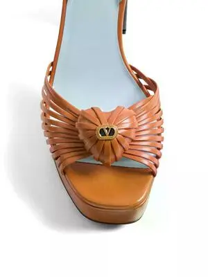 Valentino Garavani Coeur Royal Platform Sandals In Kidskin 115mm - Brown