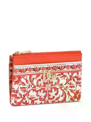 Dolce & Gabbana Majolica-print 3.5 Calfskin Card Holder - Red