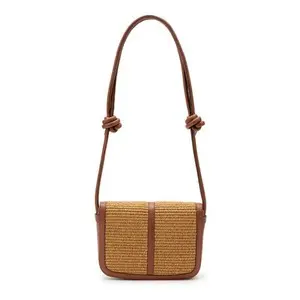 LA PORTEGNA Lucía Jute And Leather Shoulder Bag - Light Brown
