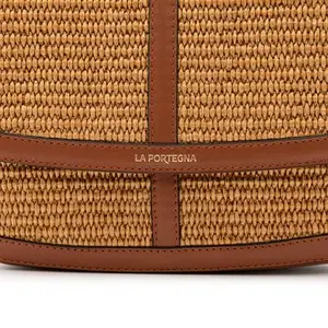 LA PORTEGNA Lucía Jute And Leather Shoulder Bag - Light Brown
