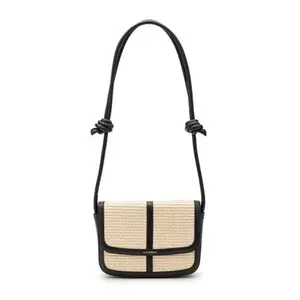 LA PORTEGNA Lucía Jute And Leather Shoulder Bag