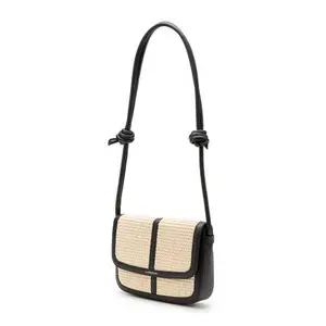 LA PORTEGNA Lucía Jute And Leather Shoulder Bag