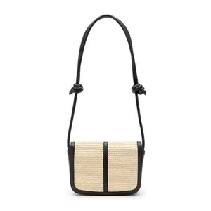 LA PORTEGNA Lucía Jute And Leather Shoulder Bag
