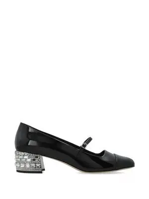 JIMMY CHOO Elisa Crystal-embellished Patent Leather Pumps - Black