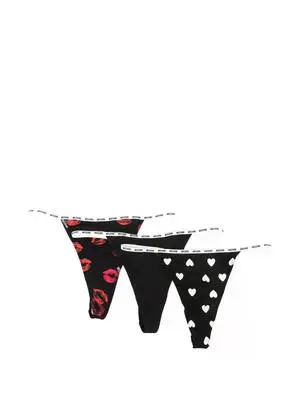 Moschino Logo-waistband Thongs - Black
