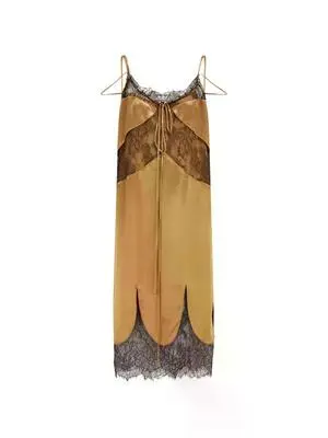 FERRAGAMO Satin And Lace Slip Dress