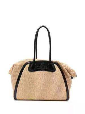 VIVIENNE WESTWOOD Shirley Orb-plaque Woven Holdall Bag - Neutrals