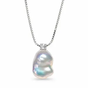 NINEMOO Baroque Pearl And Cubic Zirconia Necklace In Sterling - Silver