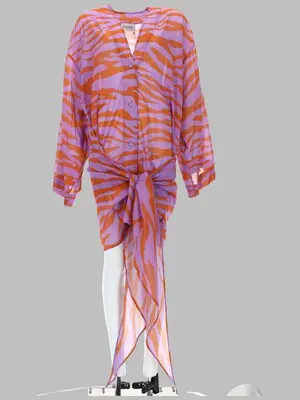 Attico Zebra Print Wrap Mini Dress - Multicolour