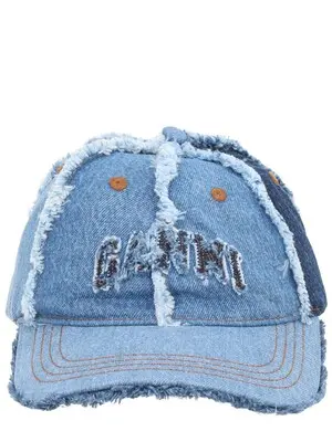 GANNI Patchwork Denim Cap - Multicolour