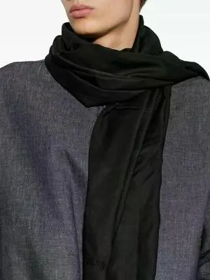 FERRAGAMO Logo-embroidered Frayed Scarf