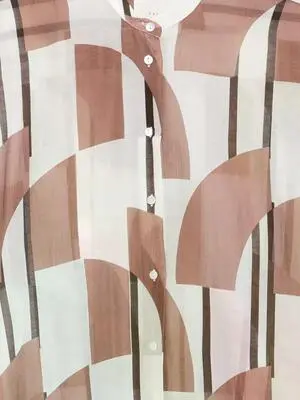 XACUS Nevil Geometric Print Band Collar Blouse