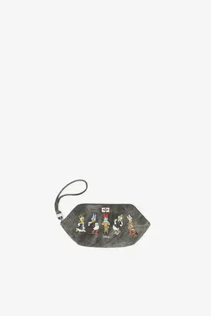 GANNI Tiger Print Pouch With Logo Detail - Black