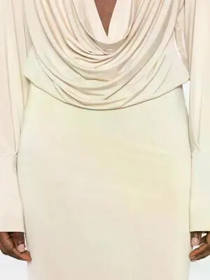 Andamane The Attico Lilia Draped-neck Long-sleeve Dress