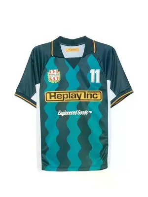 REPLAY Logo Print Polo Shirt - Blue