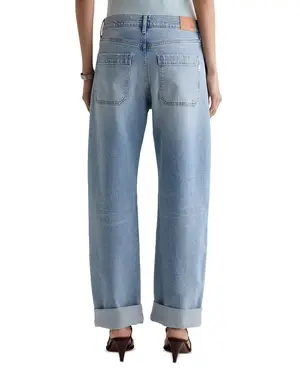 Ag Mercer Cuffed High Rise Barrel Jeans - Highway