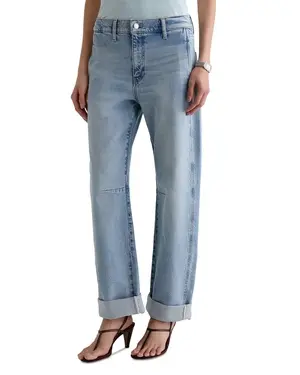 Ag Mercer Cuffed High Rise Barrel Jeans - Highway